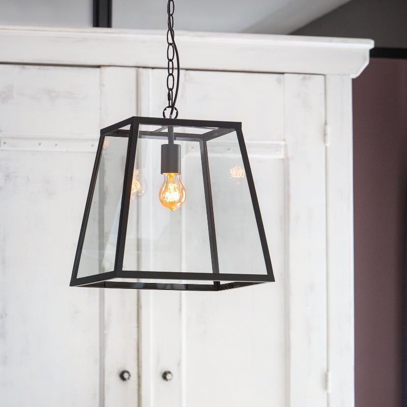 Saunte Hanging Pendant Lamp - Black & Glass – The Elms Home & Living