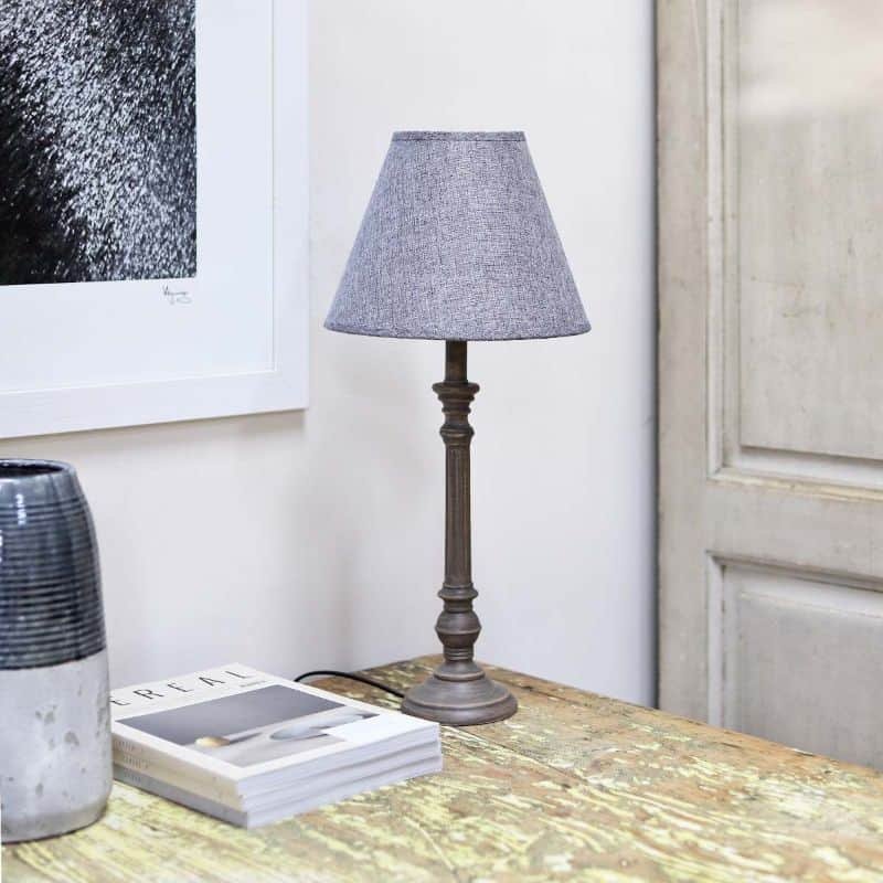 Bobby Dark Table Lamp with Grey Shade - 42cm – The Elms Home & Living